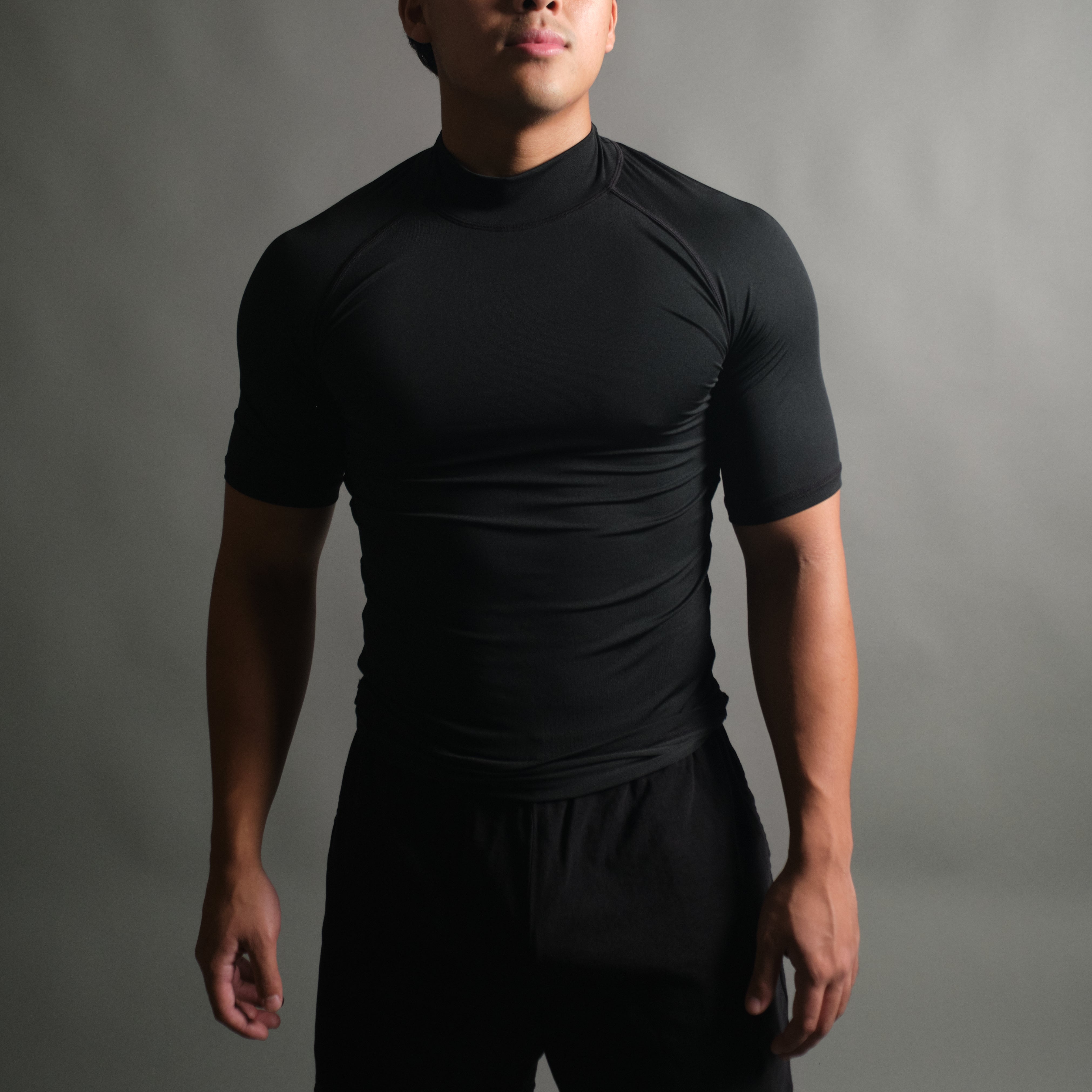 Chrollo Cross Mockneck Compression Short Sleeve in Black