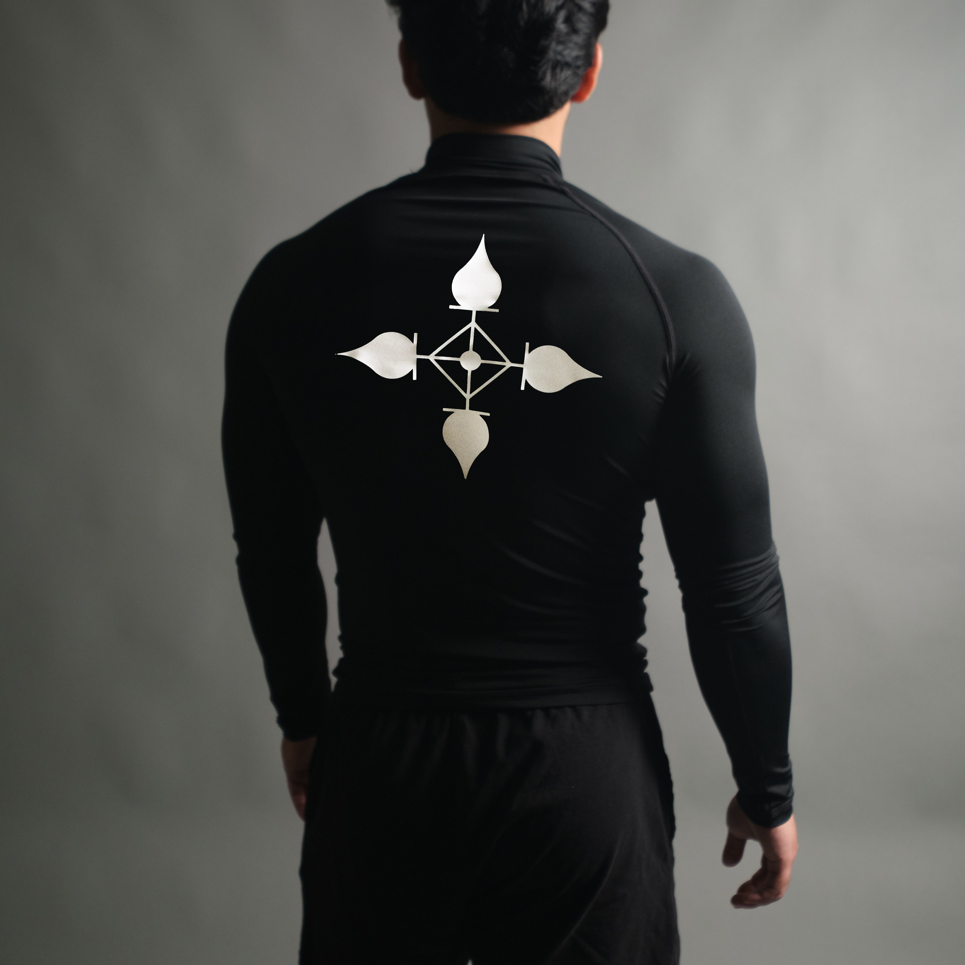Chrollo Cross Mockneck Compression Long Sleeve in Black