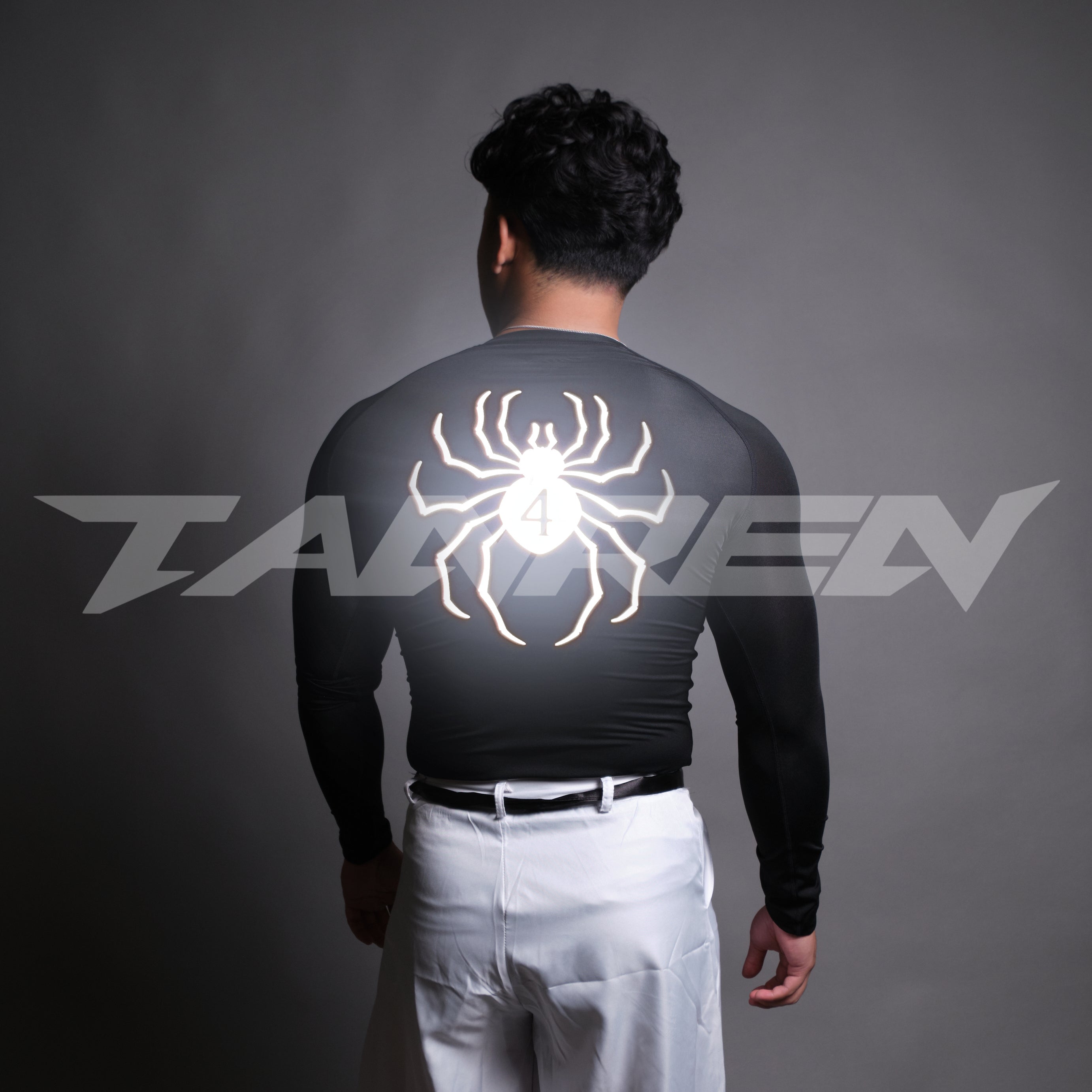 Reflective Hisoka Spider Compression Long Sleeve in Black