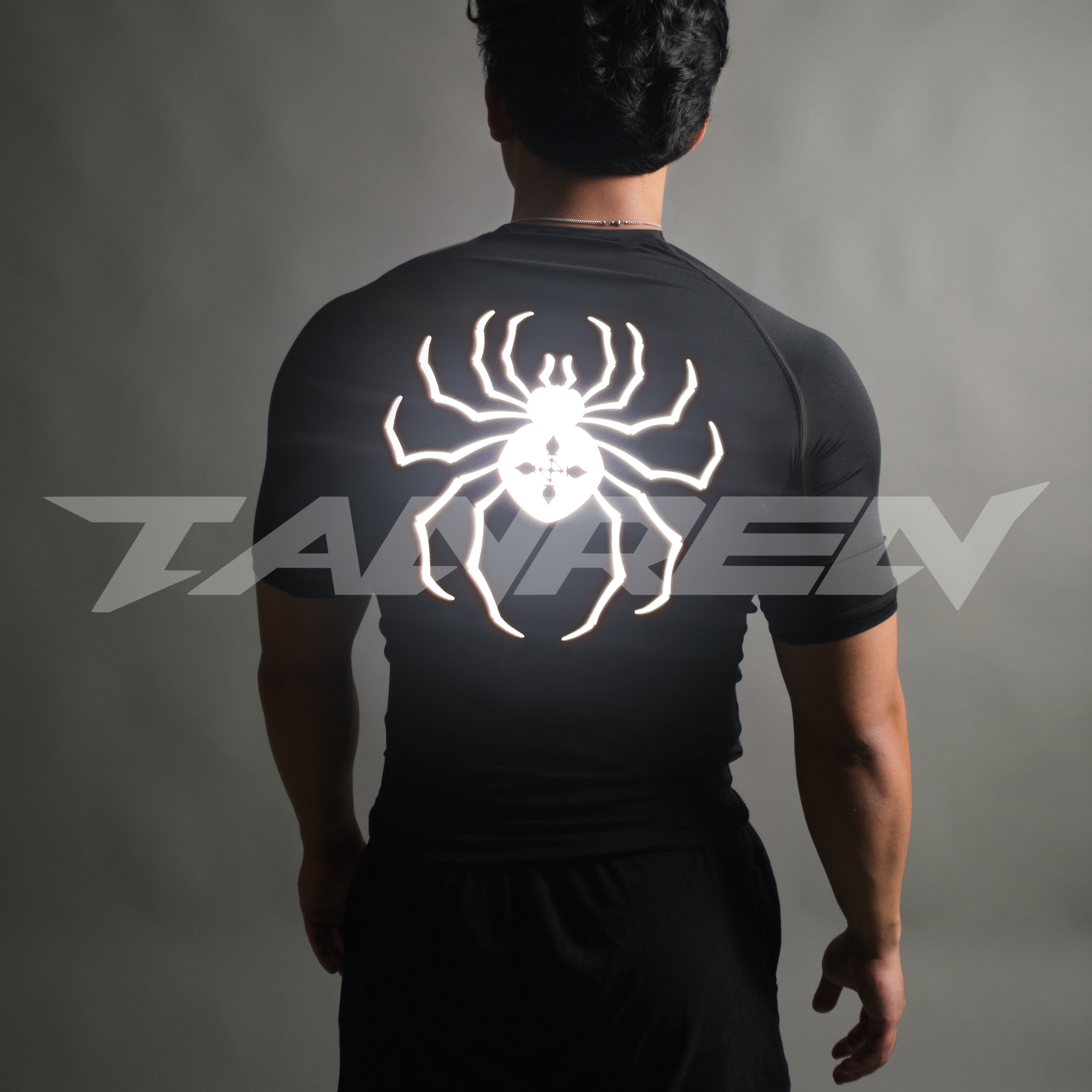 Reflective Chrollo Spider Compression Short Sleeve in Black