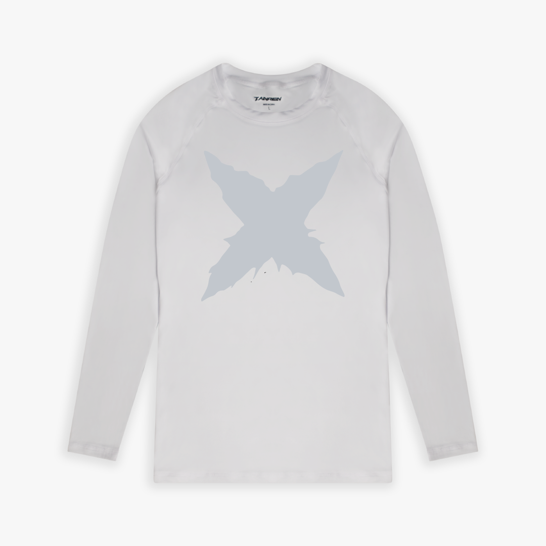 Reflective Straw Hat Scar Compression Long Sleeve in White